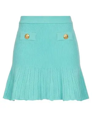 Balmain Mini Skirt Turquoise Size Viscose, Polyester