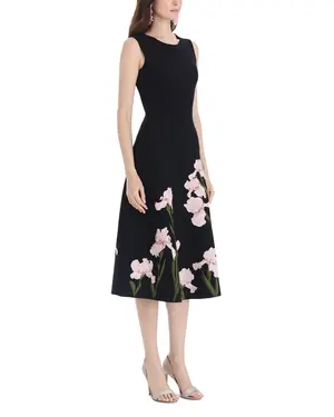 Oscar De La Renta Iris Jacquard Sleeveless Midi Dress