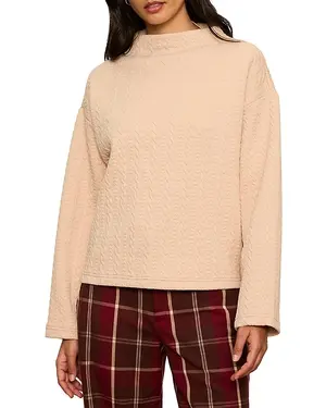 Sanctuary Sadie Quilted Funnel Neck Pullover Hazelnut