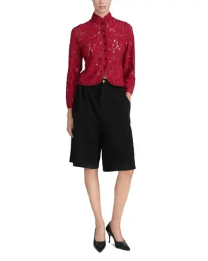 FRAME The Lace Salon Button Front Top