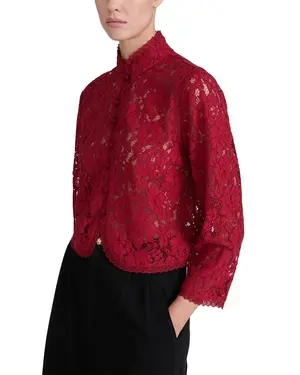FRAME The Lace Salon Button Front Top