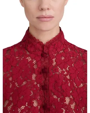 FRAME The Lace Salon Button Front Top
