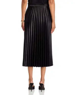 AREA STARS Pleated Satin Skirt - Black