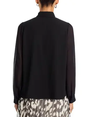 AREA STARS Tie Front Long Sleeve Blouse