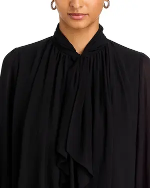 AREA STARS Tie Front Long Sleeve Blouse
