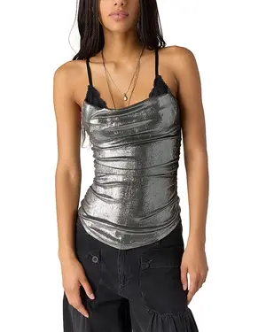 Free People Midnight Luster Ruched Cami