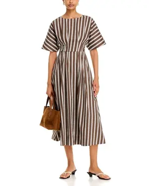 A.REN A. Ren Marlowe Fit & Flare Short Sleeve Midi Cotton Dress