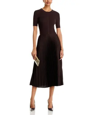 Hugo Boss Fadridi Ribbed Pleated Midi Dress Exclusive