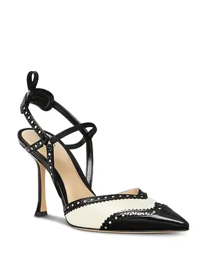 Fendi Two Tone Patent Leather Slingback Pumps - Nero/pergamena