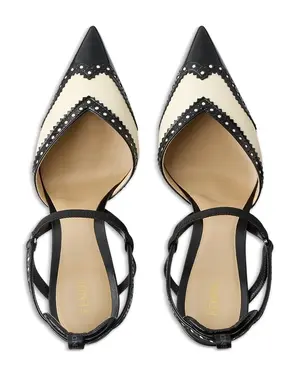 Fendi Two Tone Patent Leather Slingback Pumps