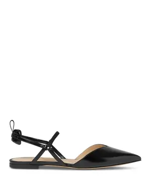 Fendi Polished Leather Slingback Flats