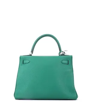 Hermès Kelly 28 Handbag Green Clemence With Palladium Hardware