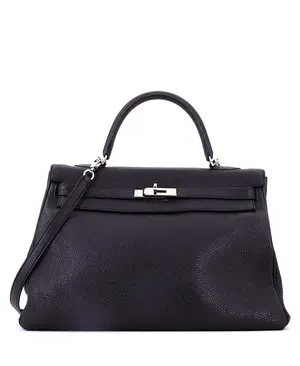 HERMÈS Kelly 35 Handbag Black Togo With Palladium Hardware