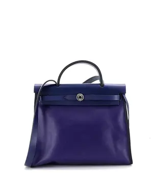 Hermès 31 Herbag Zip Berline Vache Canvas And Leather - Blue