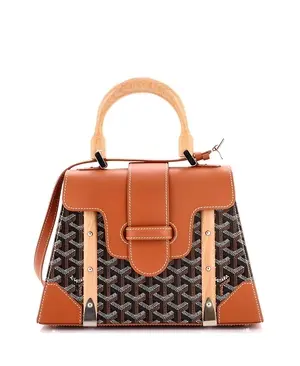 Goyard Pm Saigon Top Handle Bag Coated Canvas With Leather - Brown
