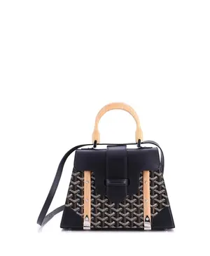 Goyard Pm Saigon Top Handle Bag Coated Canvas With Leather - Black