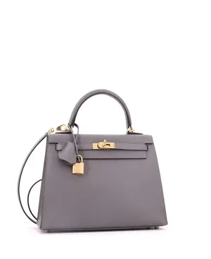 Hermès Kelly 25 Handbag Grey Madame With Gold Hardware