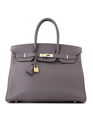 Hermès Birkin 35 Handbag Grey Togo With Gold Hardware - Gris Meyer