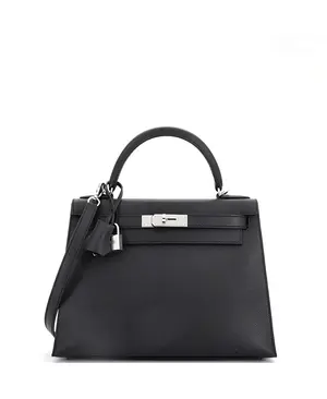 Hermès Kelly 28 Handbag Black Epsom With Palladium Hardware - Noir