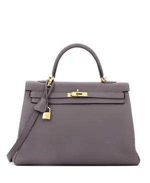 Hermès Kelly 35 Handbag Grey Togo With Gold Hardware - Etain