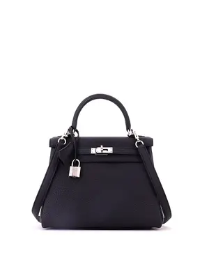 Hermès Kelly 25 Handbag Black Togo With Palladium Hardware - Noir
