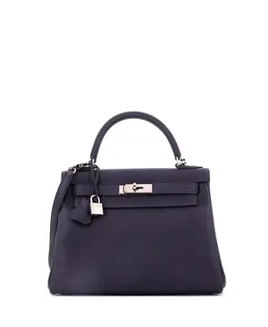 Hermès Kelly 28 Handbag Blue Togo With Palladium Hardware - Caban