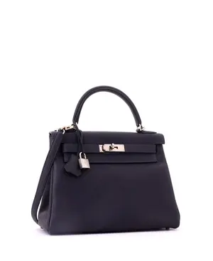 Hermès Kelly 28 Handbag Blue Togo With Palladium Hardware