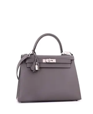 Hermès Kelly 28 Handbag Grey Epsom With Palladium Hardware