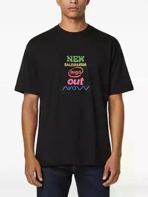 Balenciaga 2017 Printed Cotton T-shirt - Black