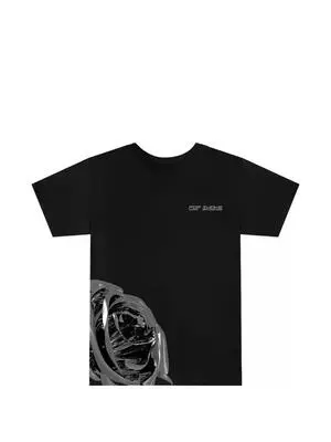 POP SMOKE Rose-detail T-shirt - Black
