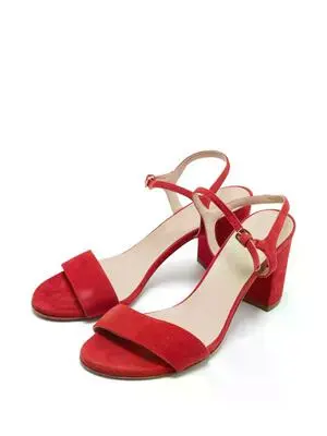 STUART WEITZMAN Suede Ankle Strap Sandals - Red