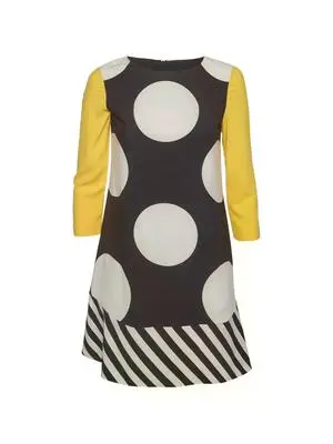 Moschino Polka-dot Striped-trim Mini Dress - Black