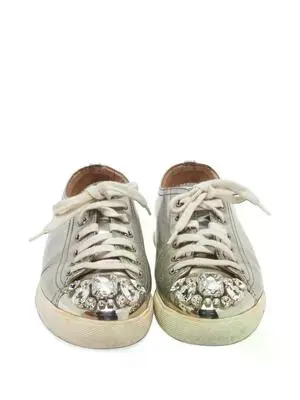Miu Miu Crystal-embellished Metal-toe Sneakers