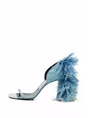 SERGIO ROSSI Amazona Feather-trim Sandals