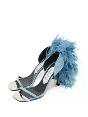SERGIO ROSSI Amazona Feather-trim Sandals