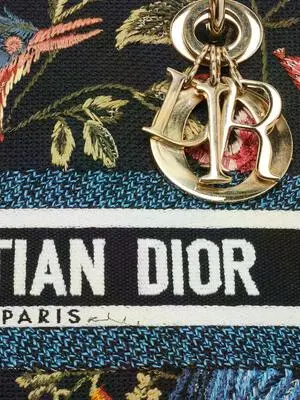 Dior 2022 Medium Lady D-lite Floral-embroidered Tote Bag