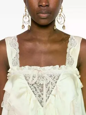 Chloé Ruffle-trimmed Lace-insert Top - Neutrals