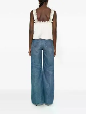 Chloé Ruffle-trimmed Lace-insert Top - Neutrals