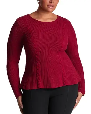 ESTELLE Eveline Peplum Ribbed Knit Sweater