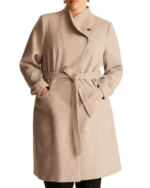 ESTELLE Ren Asymmetric Belted Coat - Fog