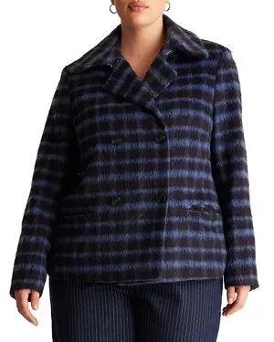 ESTELLE Nightfall Check Double Breasted Coat - Midnight