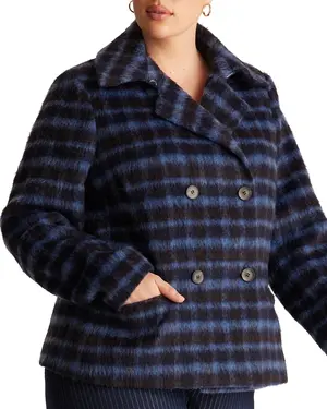 ESTELLE Nightfall Check Double Breasted Coat
