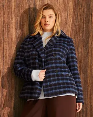 ESTELLE Nightfall Check Double Breasted Coat