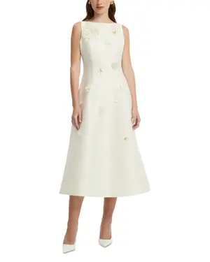 LEO LIN Cleo Wool & Silk Embellished Sleeveless Midi Dress