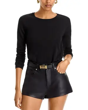 L'AGENCE Leanne Long Sleeve Crewneck Cotton Tee - Black