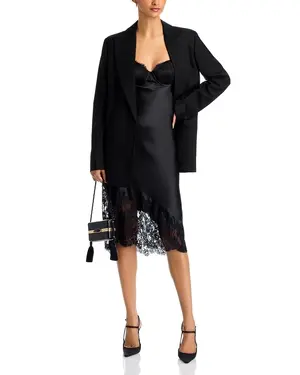 L'AGENCE Adrienne Silk Lace Trim Slip Dress