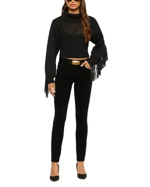 L'AGENCE Maddison Fringe Turtleneck Cropped Sweater