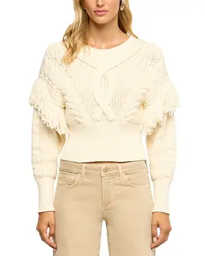 L'AGENCE Ottavia Laced Back Cropped Cable Knit Sweater