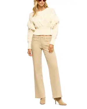 L'AGENCE Ottavia Laced Back Cropped Cable Knit Sweater
