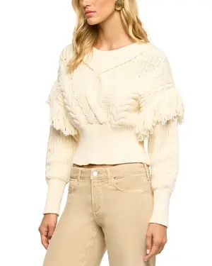 L'AGENCE Ottavia Laced Back Cropped Cable Knit Sweater